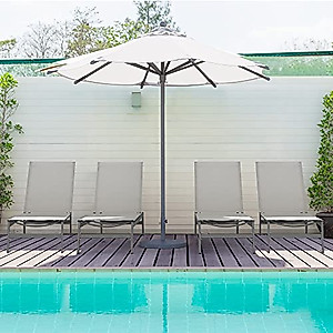 HAPPATIO Patio Chaise Lounge,Patio Lounge Chair with Breathable Textilene Fabric,Outdoor Patio Lounge Chairs for Patio Backyard Porch Poolside(Light Gray)