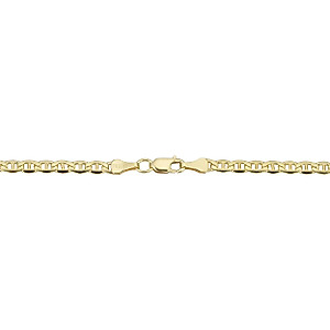 Kooljewelry 14k Yellow Gold Filled Solid Mariner Link Chain Necklace (3.3 mm,30 inch)