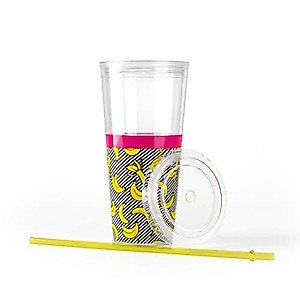 Mustard Banana Double Wall Plastic Straw Cup, 20oz, 568ml, Large