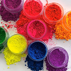 FindinBeauty Neon Pigment Eyeshadow Powder UV Reactive Glow in the Blacklight 6 Mixed Bright True Colors for Body/Eyeshadow, Carnival Party Halloween Makeup (6NE)