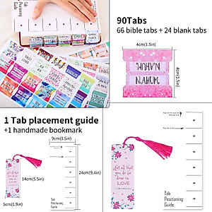 Colorful Floral Bible Tabs Laminated with Matte Film, Cute Bible tabs for Women and Girl, 90 Bible Index tabs in Total, 66 tabs for Old and New Testament, Additional 24 Blank tabs