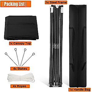 Alishebuy Canopy 10x10 Pop Up Canopy Tent, Outdoor Gazebo Shade Easy Up Vendor Tent Portable for Backyard,Patio,Parties, Black