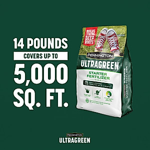 Pennington UltraGreen Starter Lawn Fertilizer, 14 LBS, Covers 5000 sq ft