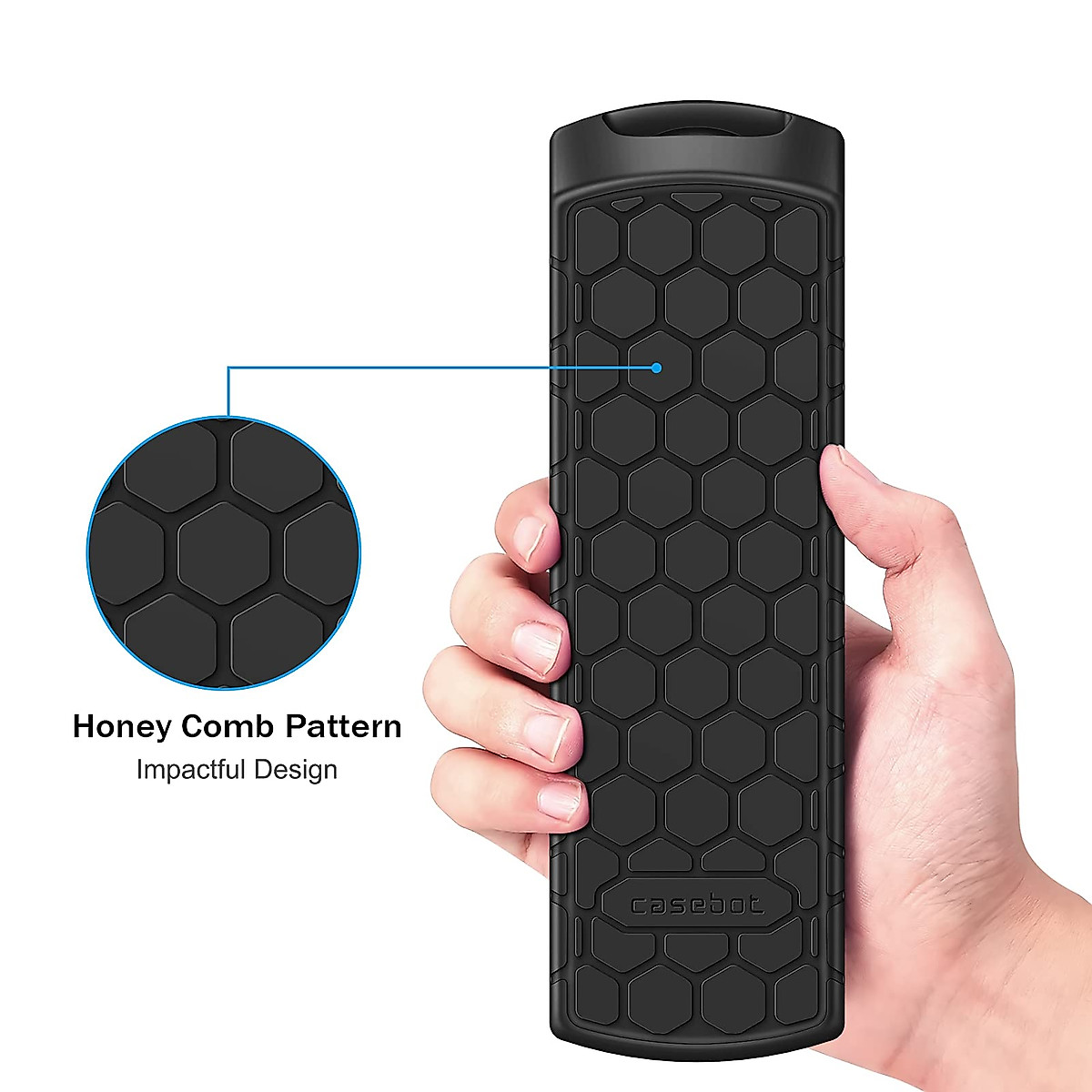 Fintie Protective Case for TiVo Stream 4K Remote – CaseBot (Honey Comb Series) Lightweight (Anti-Slip) Shockproof Silicone Cover for TiVo Stream 4K Remote Controller, Black