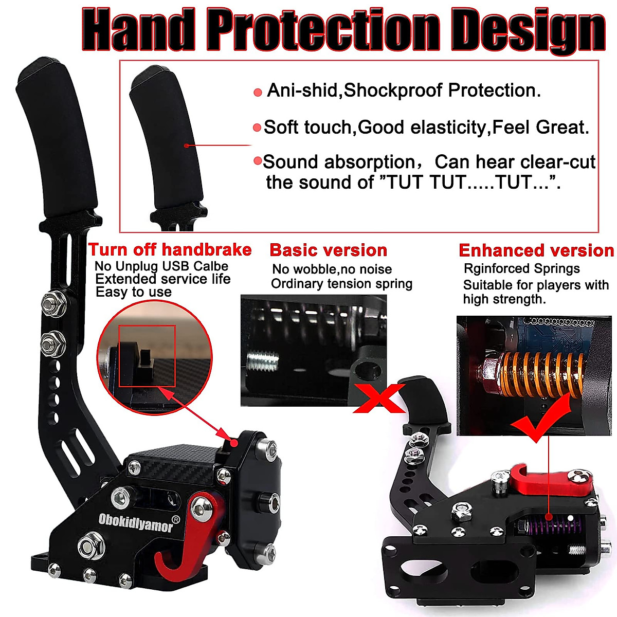 Obokidlyamor USB SIM Handbrake for Xbox Series X & S support for Logitech G920 Racing Wheel;PC System Handbrake for G27 G25 G29 G923 T500 T300 (Black)