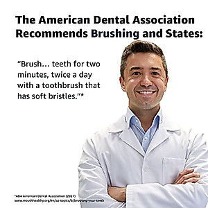 Amazon Basics Rechargeable Electric Toothbrush with 1 handle, 2 Action Clean Brush Heads and 1 Charger, Battery Powered, 4 Piece Set, White