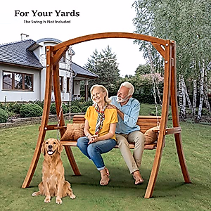 VINGLI Heavy Duty Wooden Swing Frame for Adults Kids, Strong A-Frame Porch Swing Bench Stand for Indoor & Outdoor, Curved Arc Top Design, Supports Up to 660 LBS