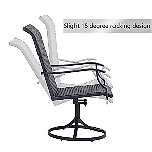 PHI VILLA High Back Outdoor Rattan Dining Chairs Set of 2 Pieces Wicker Swivel Dining Chairs for Outside Heavy Duty Wicker Patio Furniture Sets Bistro Chairs for Garden,Backyard,Lawn(2 Pieces)