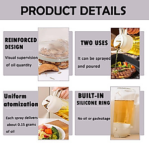 GLBEAR 16oz Olive Oil Dispenser, 2 in 1 Oil Sprayer for Cooking，470ml spray bottles，oil dispenser for kitchen，Salad,BBQ