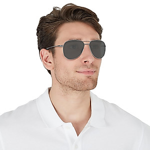 Oakley Men's OO6050 Contrail TI Aviator Sunglasses, Satin Chrome/Prizm Black Polarized, 57 mm