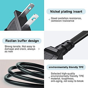 2-Pack 2 Prong AC Power Cord for Samsung 24" 32" 40" 43" 48" 49" 50" 55" 60" 65" 75" inch, UN40 UN43 UN48 UN49 UN50 UN55 UN60 UN65 UN70 UN75 UN78 LCD Smart 4K TV AC Power Supply Cord Cable Replacement