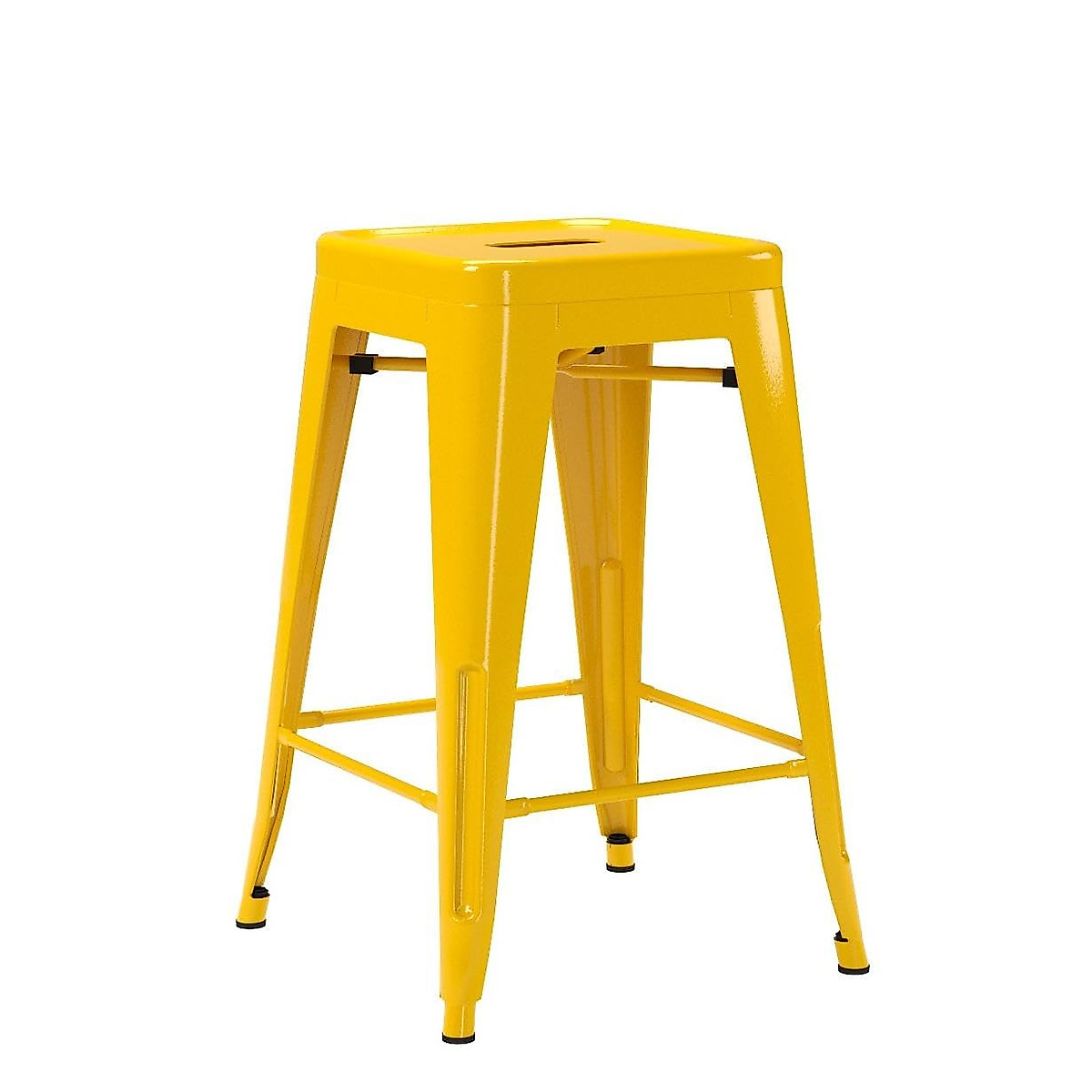 Devoko Metal Bar Stools 24" Indoor Outdoor Stackable Barstools Modern Style Industrial Vintage Counter Bar Stools Set of 4 (24 inch, Yellow)