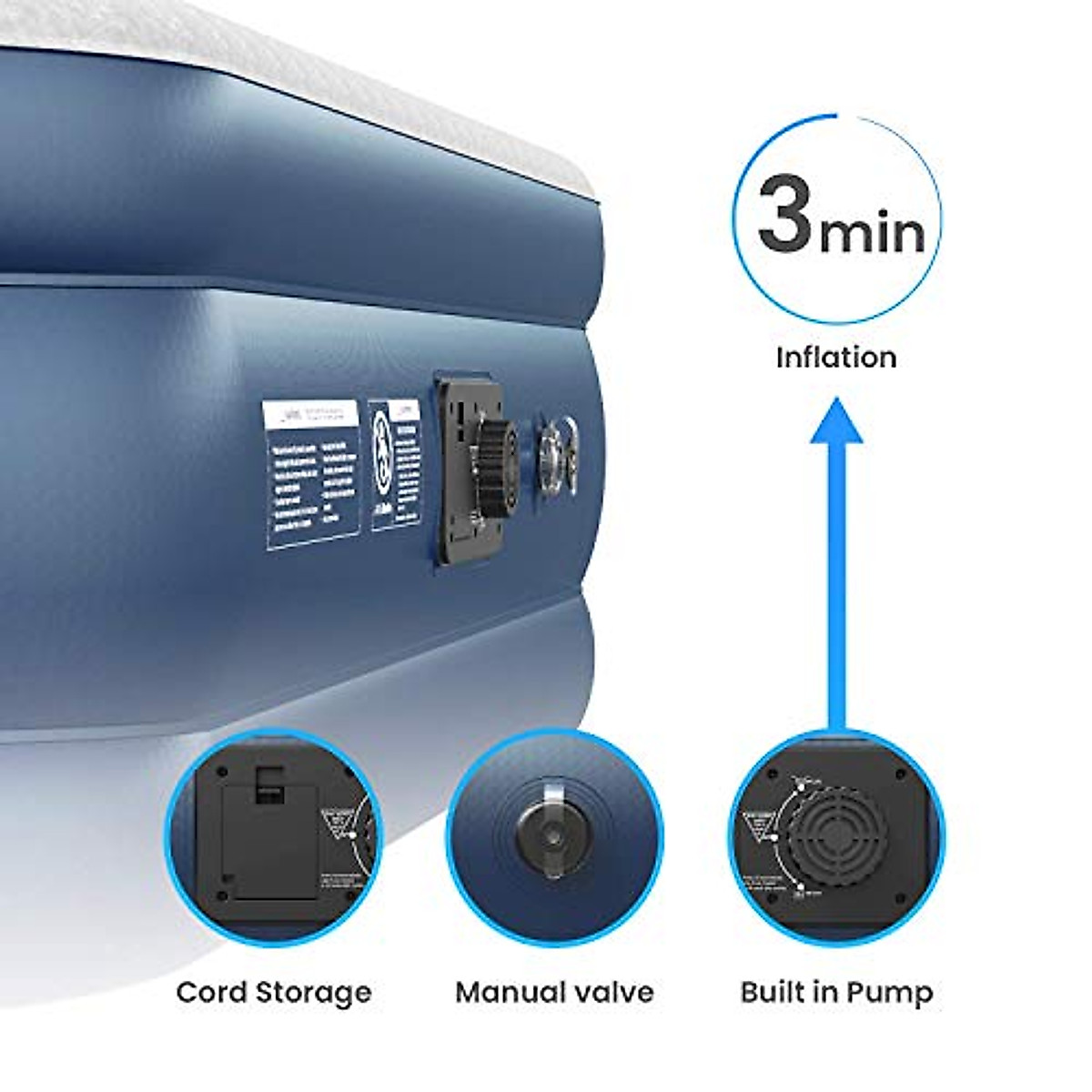 Active Era Queen Air Mattress with Built in Pump & Raised Pillow – Puncture Resistant with Waterproof Flocked Top, Elevated Inflatable Mattress Air Bed for Guests