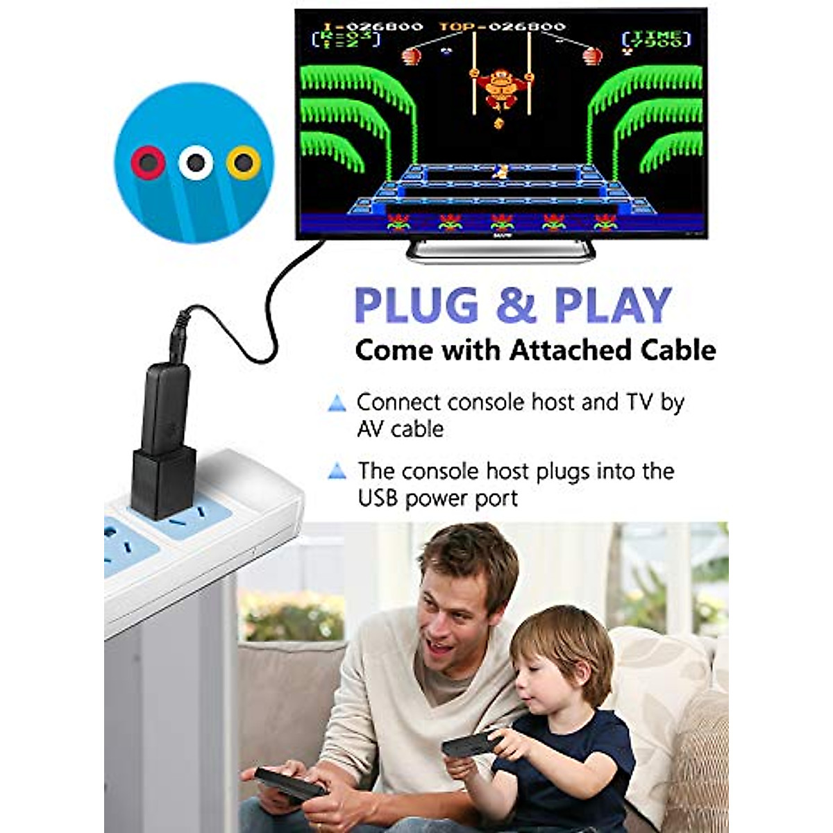 Fordim Retro Game Console,2 Classic Controller, AV Output NES Game Console, Built in 620 Classic Games,Plug and Play Video Game Console for TV, Ideal Gift for Kids and Adult
