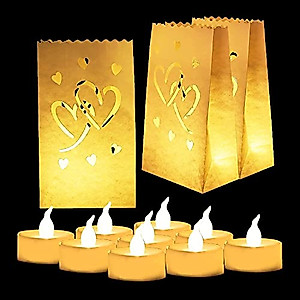 Homemory Value Set - 50 Luminary Bags & 100 LED Tea Lights, Long Lasting Battery Included, Ideal for Various Decor