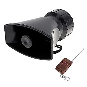 ePathChina 7 Sounds Loud Car Warning Alarm Police Fire Siren Horn Speaker with Brown Remote Controller 12V 100W