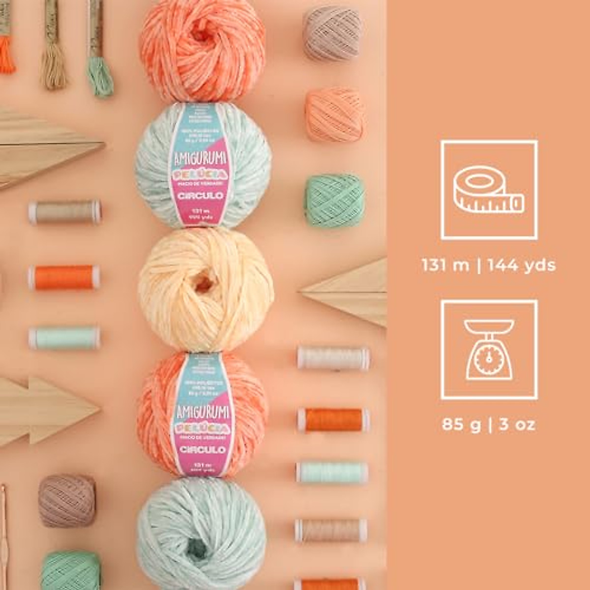 Circulo - Amigurumi Pelucia Yarn, Special Velvet Chenille Yarn for Amigurumi and Blanket, 144 yds, Worsted (8797 - Steel)