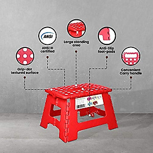SPLENDOLE Folding Step Stool - 9-Inch Non-Slip Foot Stool for Kitchen, Bathroom, Living Room - Compact and Lightweight Stool Chair with 250-Lb Maximum Weight Capacity Step Stools for Kids and Adults