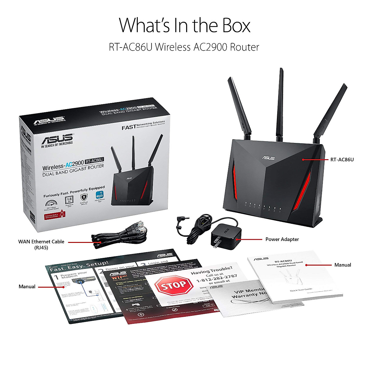 ASUS AC2900 WiFi Dual-band Gigabit Wireless Router with 1.8GHz Dual-core Processor and AiProtection Network Security (RT-AC86U) (Renewed)