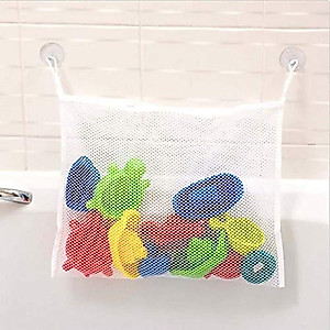 Yuehuam Bath Toy Organizer for Bathtub Hanging Mesh Toy Holder with Suction Bath Toy Storage for Tub, Bathroom Baby Toy Storage