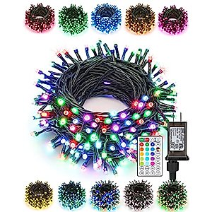 Flacchi Color Changing String Lights with Remote Control/Timing Function/Indoor & Outdoor RGB 105Ft 300LED Christmas Lights for Halloween, Christmas Decor, Garden, Party, Xmas Decorations