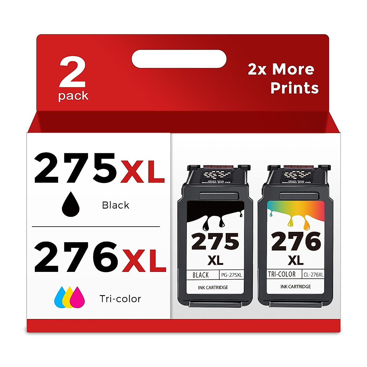 Ubinki 275XL 276XL PG-275 CL-276 XL Ink for Canon PIXMA TS3500 TR4720 TS3522 TR4700 Series Printer Ink Cartridge Replacment for Canon PG275xl CL276xl PG275 CL276 XL Ink (1 Black, 1 Tri-Color, 2 Pack)