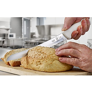 Mercer Culinary Ultimate White 10" Curved Wavy Edge Bread Knife, White
