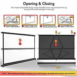 New Portable Mobile 50 Inch Projector Screen Pull Down, 16:9 Projector Screen Retractable Tabletop Screen Tripod Stand for Home Theater Meeting Room, School Indoor Outdoor Ceiling Wall Mount Upgrade