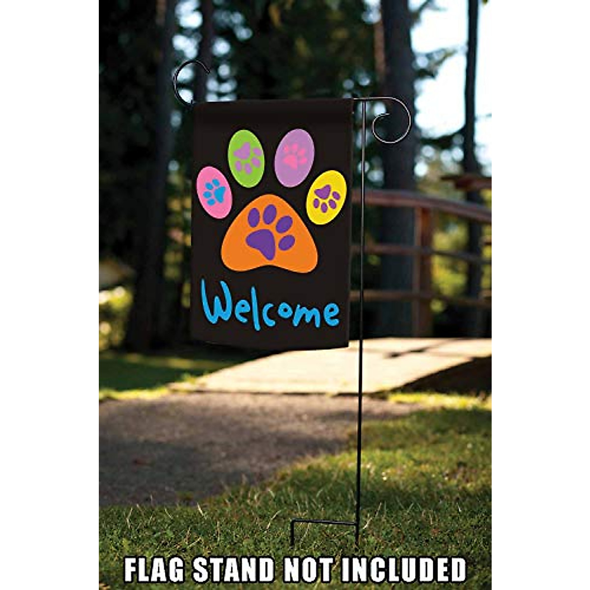 Toland Home Garden 112670 Welcome Paws- Black Paw Print Flag 12x18 Inch Double Sided Paw Print Garden Flag for Outdoor House Cat Dog Flag Yard Decoration