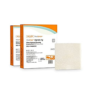 Silver Calcium Alginate Ag Sterile Highly Absorbent Antibacterial Dressing, 2"x2", 10 Pack