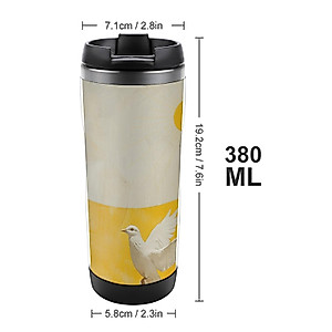 13 Oz Travel Mug A White Dove Flies By Stainless Steel Double Wall Vacuum Leak Proof Insulated Tumbler with Lid Hot And Cold Beverage Holder for Travel Picnic Outdoor