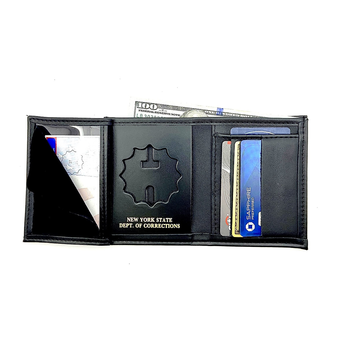 Perfect Fit Shield Wallets New York State Corrections Hidden Badge Wallet Black (Cutout PF27)