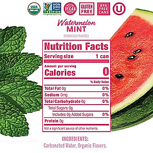 Nixie Sparkling Water, Watermelon Mint | 12 fl oz cans, 24 pack | Organic, Non-GMO, 0 Calories, 0 Sugar, 0 Sodium