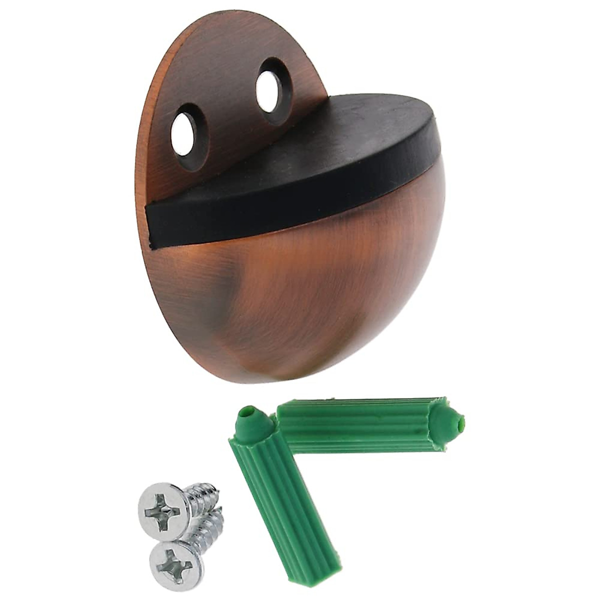 Yinpecly Stainless Steel Floor Door Stopper Sound Dampening Protector Door Stop Bumper Brushed Adhesive Mounting Screws Red Copper 1pcs