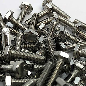 6mm x 35mm - 1.25 Pitch - 304 Stainless Steel Bolt - A2-70, Full Thread, Bright Finish, Machine Thread-Metric Includes Bolts + Nuts + WASHERS (20)