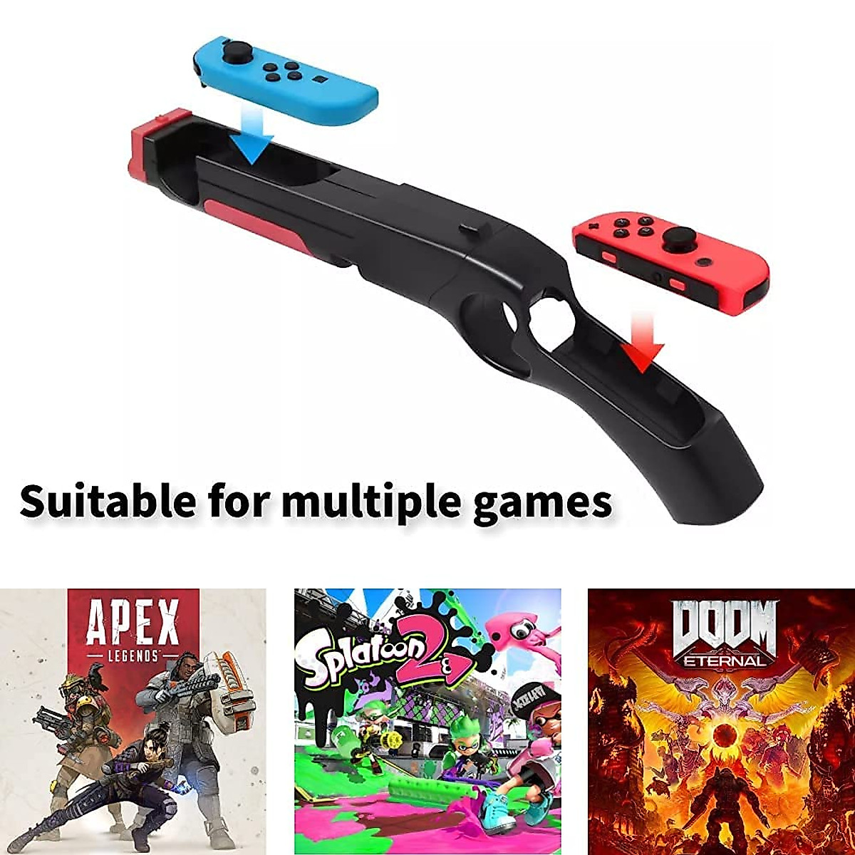 Shooting Game Gun Hand Grip Accessories for Nintendo Switch Hunting Game, Doom Eternal, Splatoon 2, Apex, Fortnite, Sniper Elite 3 Ultimate Edition, Resident Evil, Overwatch, Warframe