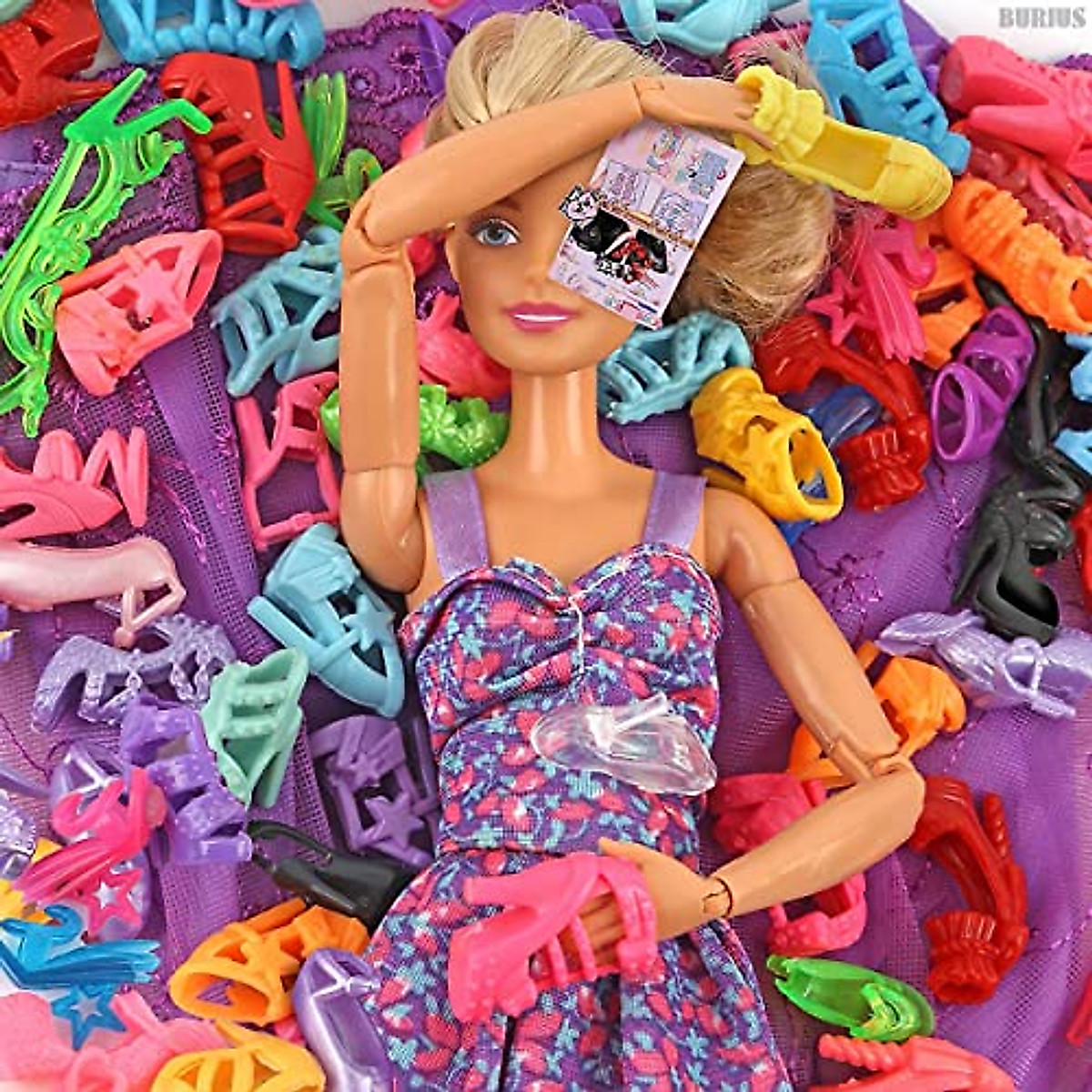 60Pcs Shoes for Dolls - Fashion Doll Style Shoes High Fashion Shoe Toy Miniature Designer Shoes for 11.5 inch Girl Doll - Fashion Pack Dolls Shoes and Accessories Shoe Heel Miniature Shoe Collectibles