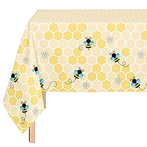4 Pack Bumblebee Table Cover 54" x 108", Ideal for Birthday , Baby Shower, Gender Reveal, Bee Themed Party Decorations