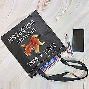VAMSII Goldfish Tote Bag just a Girl who Loves Goldfish Gifts for Goldfish Lover Shoulder Bag Goldfish Themed Gifts Fish Owner Gifts (just a girl who loves Goldfish)