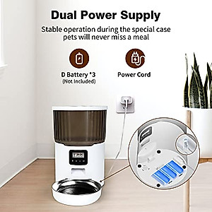 PUET Automatic Dog Feeders, Timed Cat Feeders, 4L Programmable Portion Size Control 1-6 Meals Per Day, Dry Food Dispenser with Desiccant Bag, 10s Voice Recorder