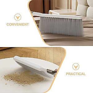 BUTIFULSIC Plastic Dust Brush Hand Broom Bench Brush with Long Handle Whisk Broom Soft Bristle Brush for Counter Bed Sofa Car Fireplace Clothes Household Cleaning