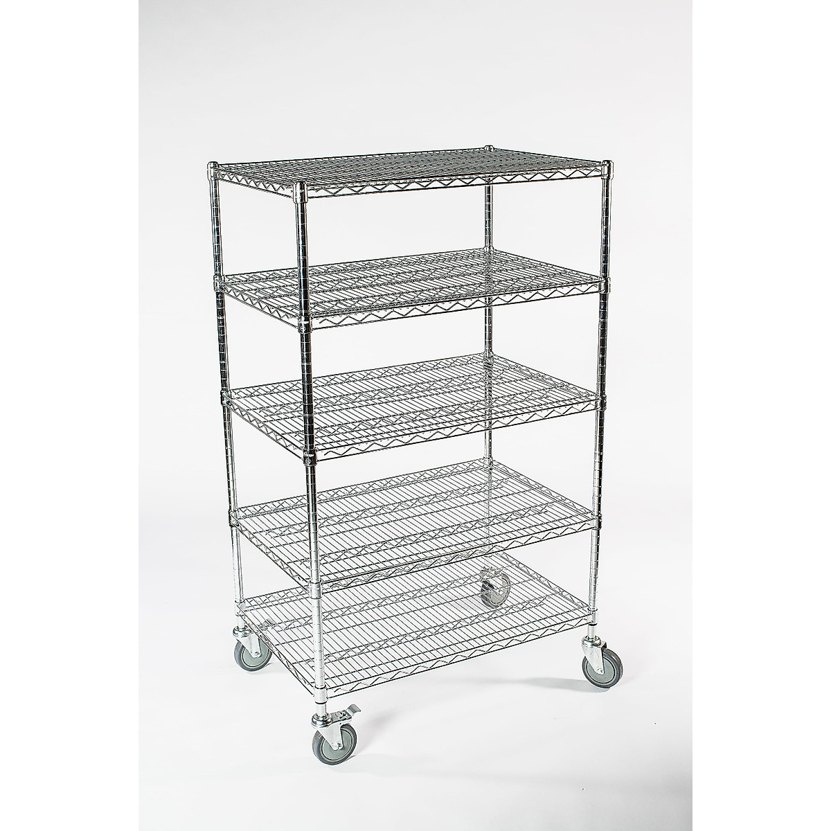 Omega Shelving Storage | 5 Tier Truck Shelving Unit 18" Deep x 36" Wide x 80" High- 1200 lb Capacity per Shelf, Adjustable Wire Shelving, Tool-Free Assembly |Chrome Garage Shelving
