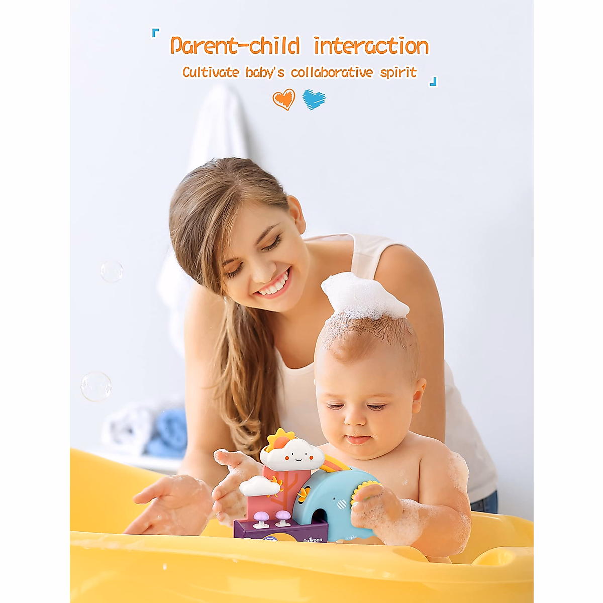 TI-TOO Baby Bath Toys, Fun Simple Physics Educational Bathtub Water Toy for Toddlers 1 2 3 + Year Old, Splash Infant Toys for Boy Girl Bath Time, Safe Colorful Skin Friendly Waterwheel Bathing Toy