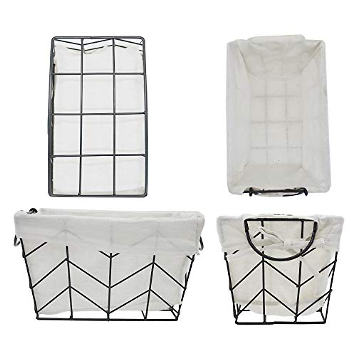 Admired By Nature Metal Storage Baskets-3-Piece Set of Decorative Nesting – 1 Small, 1 Medium, 1 Large, White and Black Basket