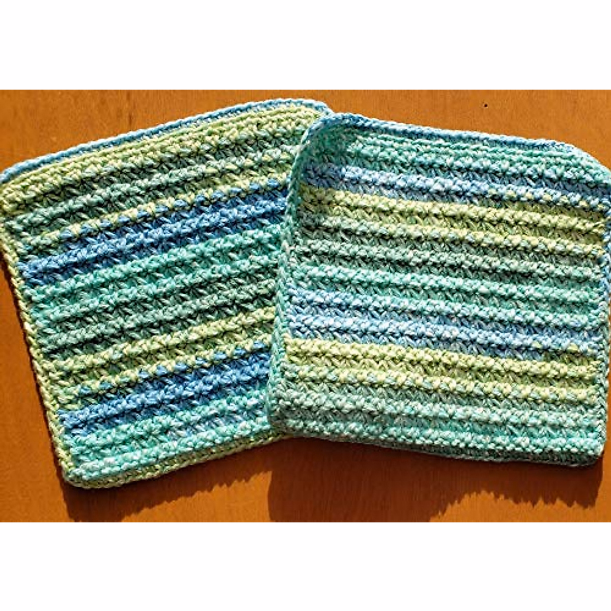 Handmade crochet washcloths, dishcloths * thick and dense *100% cotton set of 2, size 7.5 inches