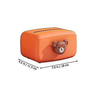 Paper Towel Holder Tissue Box Cover Cute Rectangle Napkin Holder Cartoon Bear Wipes Dispenser for Home Bathroom Kitchen Office Table Wall Paper Towel Dispenser