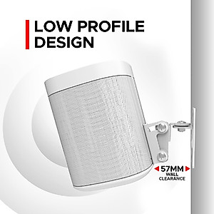 Play 1 Wall Mount, White, Compatible with Sonos Play:1 Only, Adjustable Swivel & Tilt Mechanism, Mounting Bracket includes All Fixings