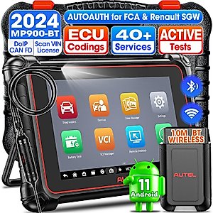 Autel MaxiPRO MP900-BT Scanner w/ $60 MV108S - 2024 DoIP/CAN FD MP900BT, Newer Model of MS906BT MP900 DS900 DS808, Pro ECU Coding, 3000+ Bidirectional, 40+ Services, VIN/License Scan, OS 11, FCA SGW