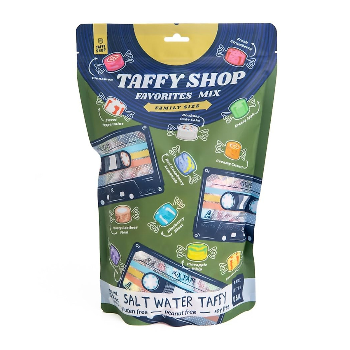 Taffy Shop "Favorites Mix" Salt Water Candy, Assorted Bulk Flavors of Saltwater Taffy, Unique Themed Gourmet Taffy - Family (32oz)