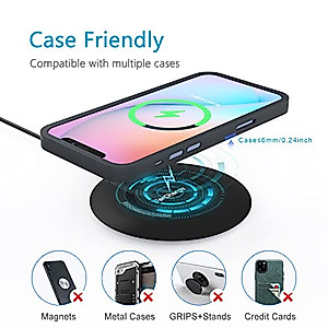 Slim Wireless Charger, 15W Fast Wireless Charging Pad Compatible with iPhone 14/13/12/12 Pro Max/12 Mini/11/XR/X/8 Plus, Samsung Galaxy S21/S20 Ultra/S10/S9/Note 10, Pixel 7/6 Pro/5/4 XL (No Adapter)